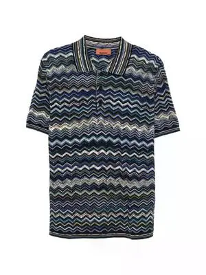 Missoni Cotton Knit Polo Shirt With Chevron Pattern