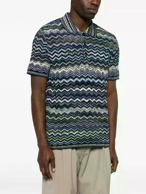 Missoni Cotton Knit Polo Shirt With Chevron Pattern
