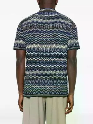 Missoni Cotton Knit Polo Shirt With Chevron Pattern