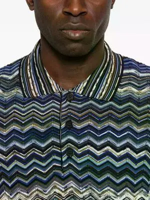 Missoni Cotton Knit Polo Shirt With Chevron Pattern