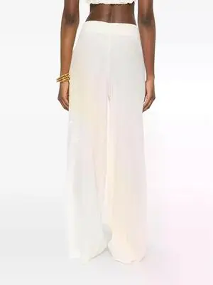 Ermanno Scervino Floral-embroidered Wide Leg Trousers - Neutrals