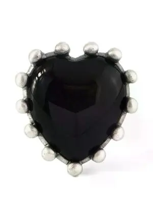 POISON DROP LAB Heart-shaped Quartz Cocktail Ring - Black