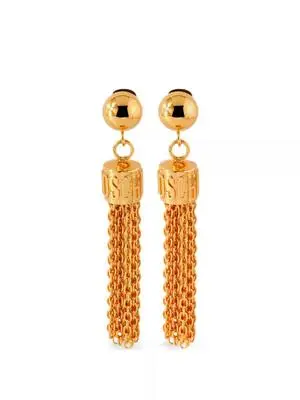 Moschino Clip Earrings With Chain Tassels - Gold