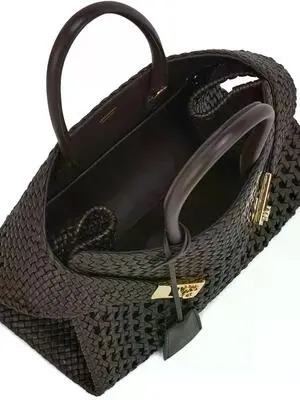 FERRAGAMO Woven Hug Tote Bag - Brown
