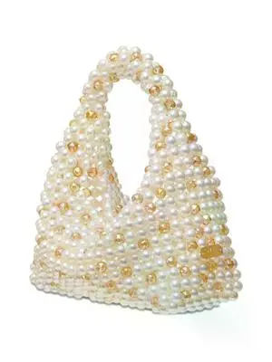 0711 TBILISI Medium Jodie Beaded Clutch Bag - Neutrals