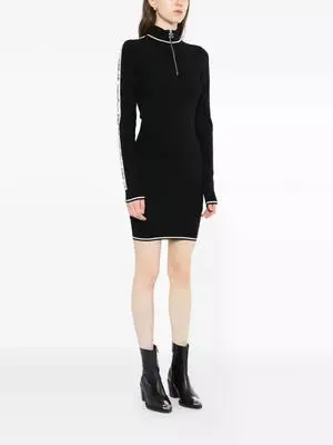 Off-White Logo Tape Long-sleeved Dress