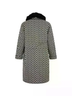 MOORER Zigzag-pattern Coat With Fur Collar