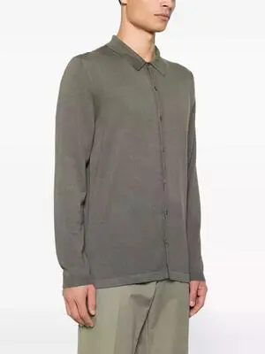 Canali Fine Knit Cashmere Shirt Sweater - Grey