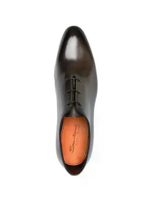 Santoni Dark Leather Lace-up Oxford Shoes