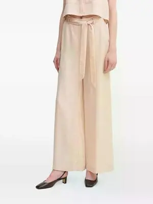 GAUDI Tie Waist Wide Leg Trousers - Neutrals