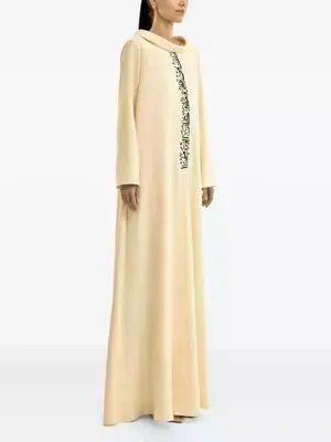 GEMY MAALOUF Kaftan With Calligraphy Embroidery - Neutrals