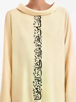 GEMY MAALOUF Kaftan With Calligraphy Embroidery - Neutrals