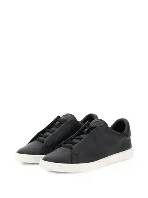 Boggi Milano Tumbled Leather Trainers - Black