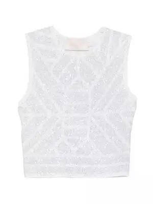 CIRCUS HOTEL Sequinned Sleeveless Top - White