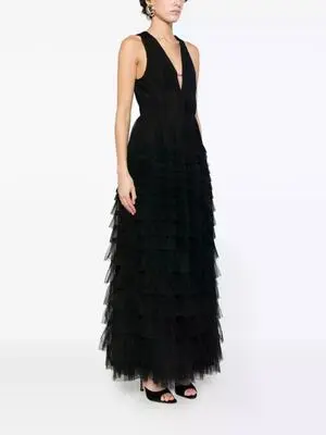 TWINSET Ruffled V-neck Long Dress