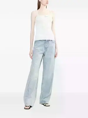COURREGES Ribbed Strap Tank Top - Blue