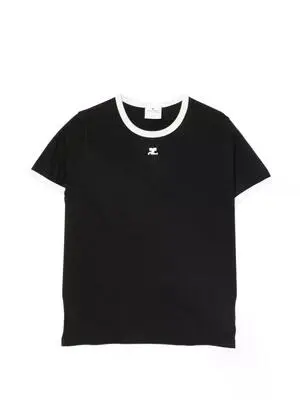 COURREGES Logo-embroidered T-shirt - Black