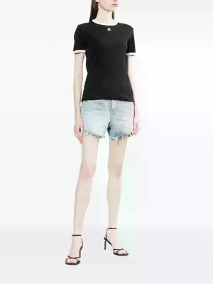 COURREGES Logo-embroidered T-shirt - Black