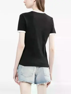 COURREGES Logo-embroidered T-shirt - Black