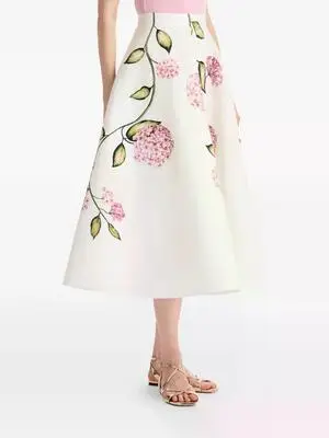 Oscar De La Renta Flower-print Midi Skirt