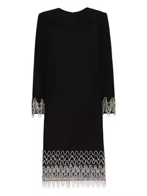 Oscar De La Renta Embroidered Shift Dress - Black