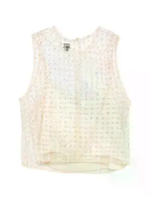 Staud Sequined Tulle Top