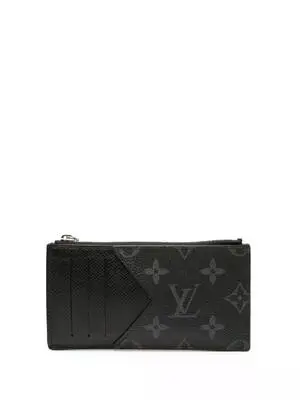 LOUIS VUITTON 2021-2026 Monogram Eclipse Taigarama Card Holder Coin Pouch - Black