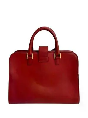 Saint Laurent Baby Leather Monogram Cabas Satchel - Red