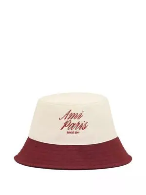 Ami Bicolor Embroidered Bucket Hat - Neutrals