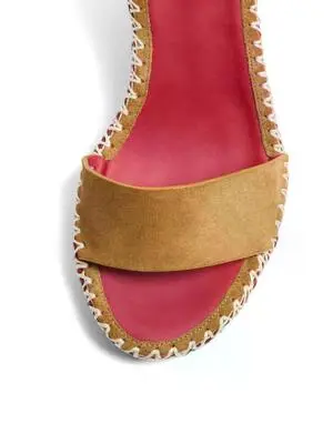 Valentino Garavani Rockstud Double Wedge Sandals In Split Leather With Cabochon Stones