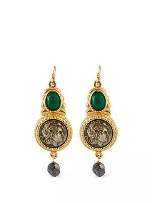 BEN-AMUN Stone Face Drop Earrings - Gold