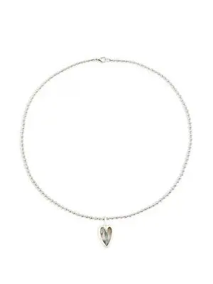 POISON DROP LAB Heart Rainbow Glass Pendant Necklace - Silver