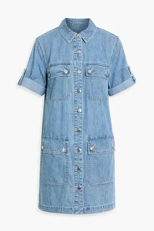 Veronica Beard Warren Denim Mini Shirt Dress - Light Denim
