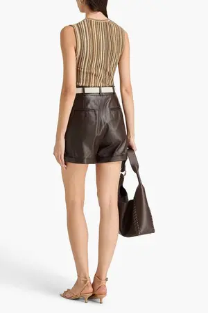 Veronica Beard Sid Metallic Striped Ribbed-knit Top