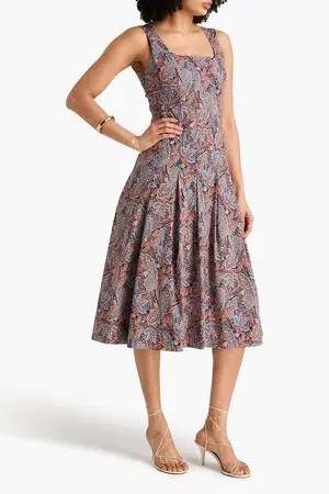 Veronica Beard Paisley-print Cotton-poplin Midi Dress - Multicolor