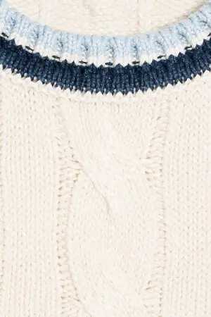 Veronica Beard Jerrel Cable-knit Linen-blend Top