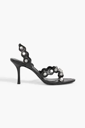 Alexander Wang Riot 85 Embellished Leather Slingback Sandals - Black