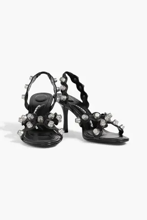Alexander Wang Riot 85 Embellished Leather Slingback Sandals - Black