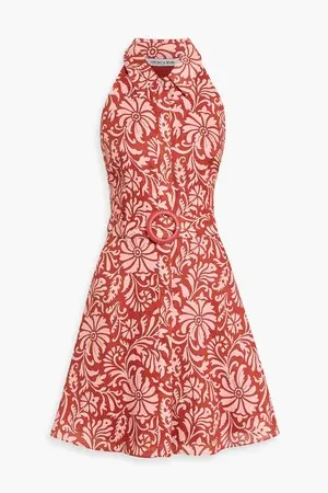 Veronica Beard Beau Floral-print Linen Mini Dress - Brick