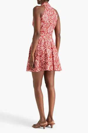 Veronica Beard Beau Floral-print Linen Mini Dress - Brick