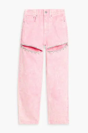 AREA Cutout Crystal-embellished High-rise Jeans - Pink