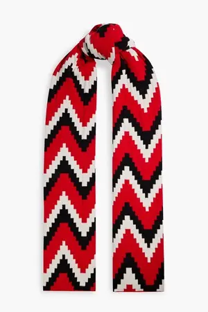 Perfect Moment Jacquard-knit Merino Wool Scarf - Red