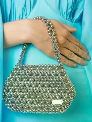 0711 TBILISI Mini Ella Beaded Clutch - Silver