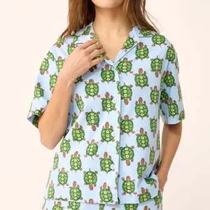 VERA BRADLEY Short-sleeved Button-down Pajama Top In Slow Dance