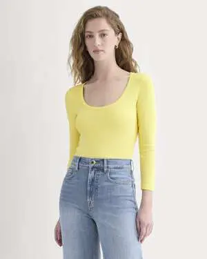 Everlane Luxe Rib Deep U-neck Top - Celandine