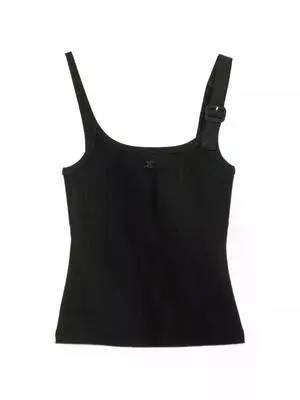 COURREGES Ribbed Sleeveless Top - Black