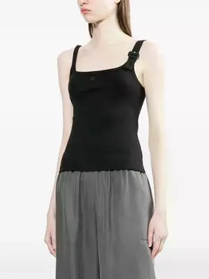 COURREGES Ribbed Sleeveless Top - Black