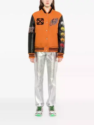 Off-White Appliquéd Embroidered Jacket - Orange