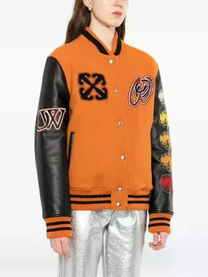 Off-White Appliquéd Embroidered Jacket - Orange