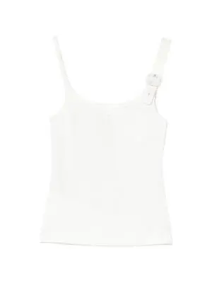 COURREGES Ribbed Tank Top With Buckle Detail - White